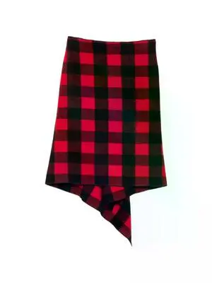 N°21 Check Ruffled Midi Skirt - Red