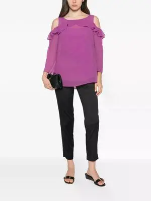 MY TWIN Heart-plaque Slim-fit Trousers - Purple