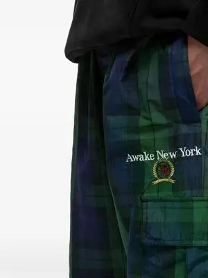 AWAKE NY Check-pattern Cargo Track Pants - Blue