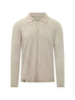 AROVESCIO Ribbed-knit Long-sleeve Shirt - Neutrals