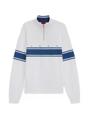 Hugo Stripe-detail Half-zip Sweatshirt - White