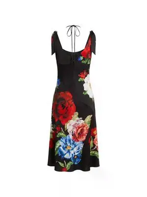 Alice + Olivia Floral-print Cowl-neck Midi Dress - Black