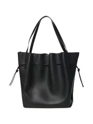 Yuzefi Scallop Pebble-grain Leather Tote Bag - Black