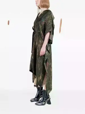 Henrik Vibskov Uncut Kaftan Abstract-print Handkerchief-hem Dress - Green