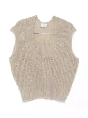 ALYSI Ribbed-knit V-neck Sweater Vest - Neutrals