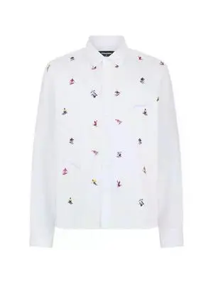 Dsquared2 Skier-embroidered Cotton Shirt