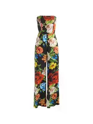Alice + Olivia Beatriz Floral-print Strapless Jumpsuit - Black