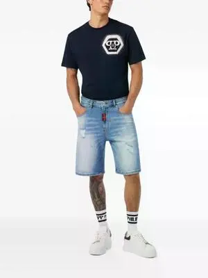 Philipp Plein Paint-splatter Distressed-effect Shorts