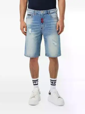 Philipp Plein Paint-splatter Distressed-effect Shorts