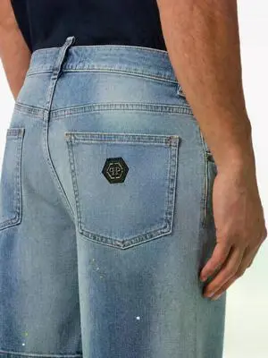 Philipp Plein Paint-splatter Distressed-effect Shorts