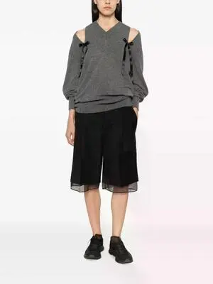 Simone Rocha Bow-embellished Cold-shoulder Sweater