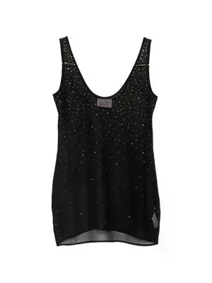 MC2 SAINT BARTH Rhinestone-embellished Sheer Dress - Black