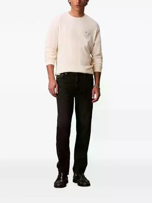 Calvin Klein Logo-patch Straight-leg Jeans - Black