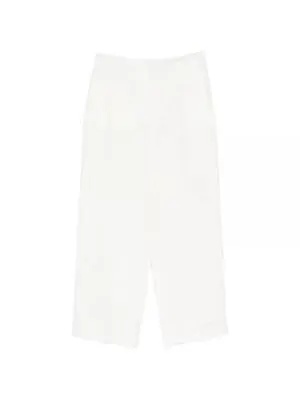 Max Mara Pressed-crease Turned-up Trousers - White