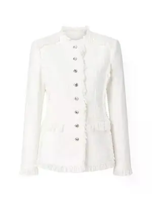 MSGM Frayed-edge Denim Jacket - White