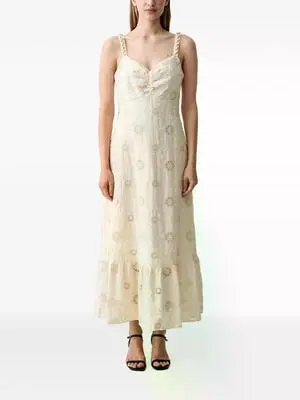 PEDRO DEL HIERRO Beaded-strap Embroidered Maxi Dress - Neutrals