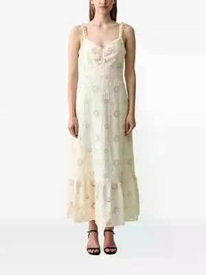 PEDRO DEL HIERRO Cream Embroidered Maxi Dress With Bead Embellished Straps