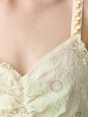 PEDRO DEL HIERRO Cream Embroidered Maxi Dress With Bead Embellished Straps