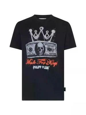 Philipp Plein Jersey T-shirt Crown Dollar - Black