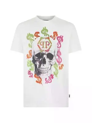 Philipp Plein Jersey T-shirt Dollar Spray - White
