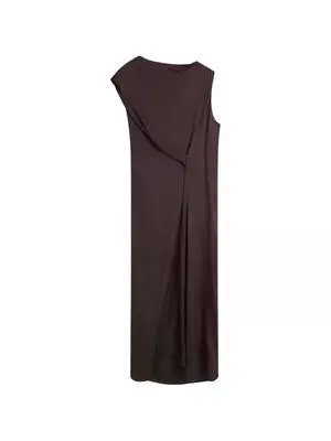 Bondi Born Ardea Draped Asymmetric Maxi Dress - Brown