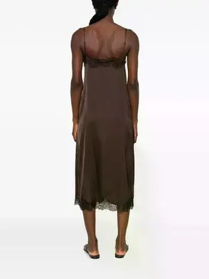 Maje Lace-trim Midi Dress - Brown
