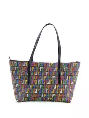 Fendi Roll Zucchino Coated Canvas Small Tote Bag - Brown