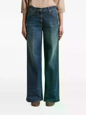 Peserico Whiskered Wide-leg Jeans - Blue