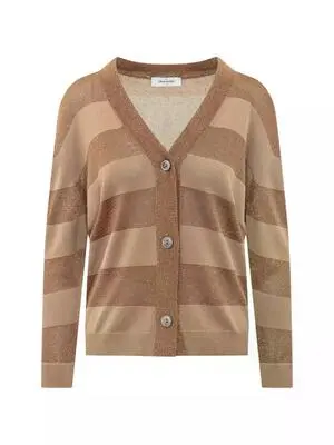 GRAN SASSO Striped V-neck Cardigan - Neutrals