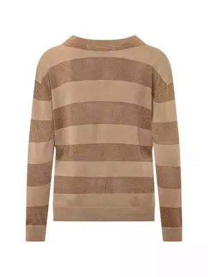 GRAN SASSO Striped V-neck Cardigan