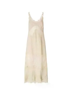 Pinko Lace-trim Floral-print Midi Dress - Neutrals