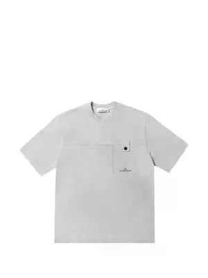 Stone Island Logo-print Chest-pocket T-shirt - Grey