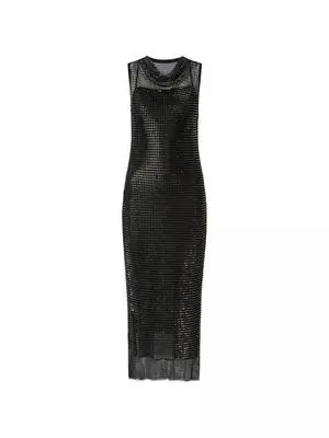 Pinko Crystal-embellished Mesh-knit Midi Dress - Black