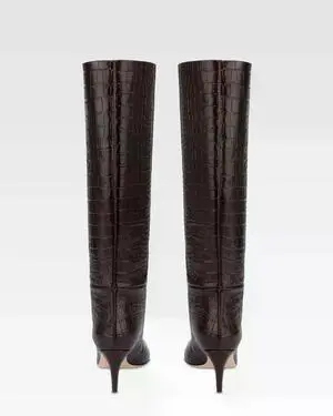 Paris Texas Crocodile-effect Leather Boots