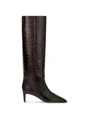 Paris Texas Crocodile-effect Leather Knee High Boots - Brown