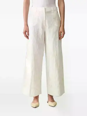 PEDRO DEL HIERRO Floral-embroidered Wide-leg Trousers - White