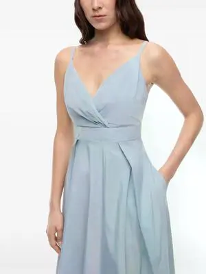 Pinko Long Taffeta Dress With Slit - Blue