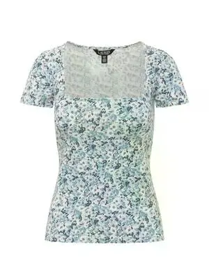 Ralph Lauren Floral-print Square-neck T-shirt - White