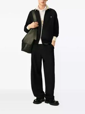AMI Paris Zipped Cotton Sweatshirt With De Coeur