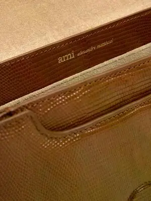 AMI Paris Lizard Embossed Cowhide Leather Paris Paris Bag