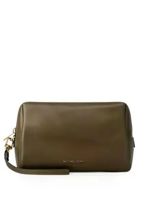 Michael Kors Large Zadie Logo-plaque Makeup Bag - Green