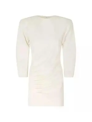 Andamane Ruched Shoulder-pad Mini Dress - Neutrals