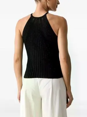 Guess Rhinestone-embellished Ribbed Top - Black