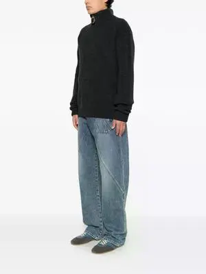 JW Anderson Ribbed Knit Half-zip Sweater - Grey