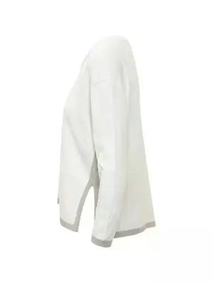 GRAN SASSO V-neck Lurex-trim Top