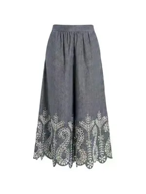 CHRISTY LYNN Carter Embroidered Wide-leg Trousers - Blue
