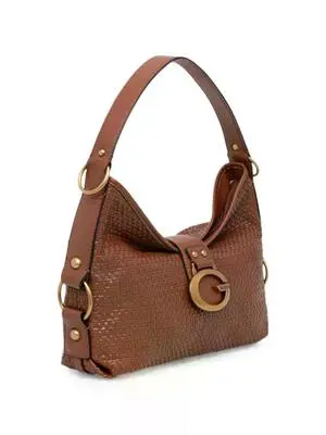 Guess Woven Design Logo Plaque Tote Bag