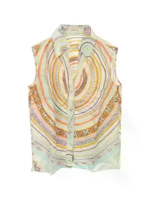 Hermès Silk Sleeveless Graphic Print Blouse - White