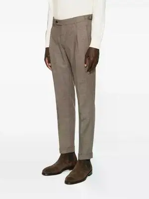 BERWICH Pleated Wool Trousers - Brown