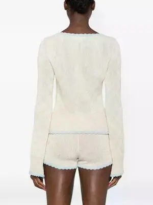 ASTA RESORT Franca Scallop-edge Cardigan - Neutrals
